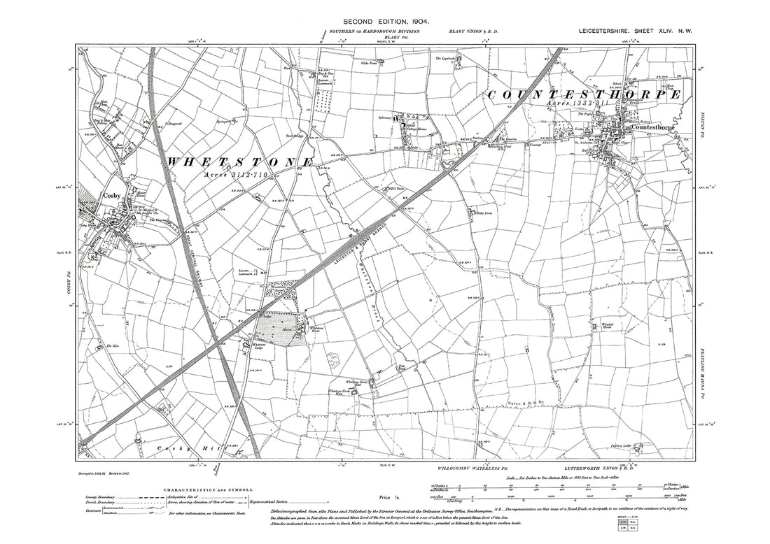 Countesthorpe, Cosby - Leicestershire in 1904 : 44NW – Old Map Downloads