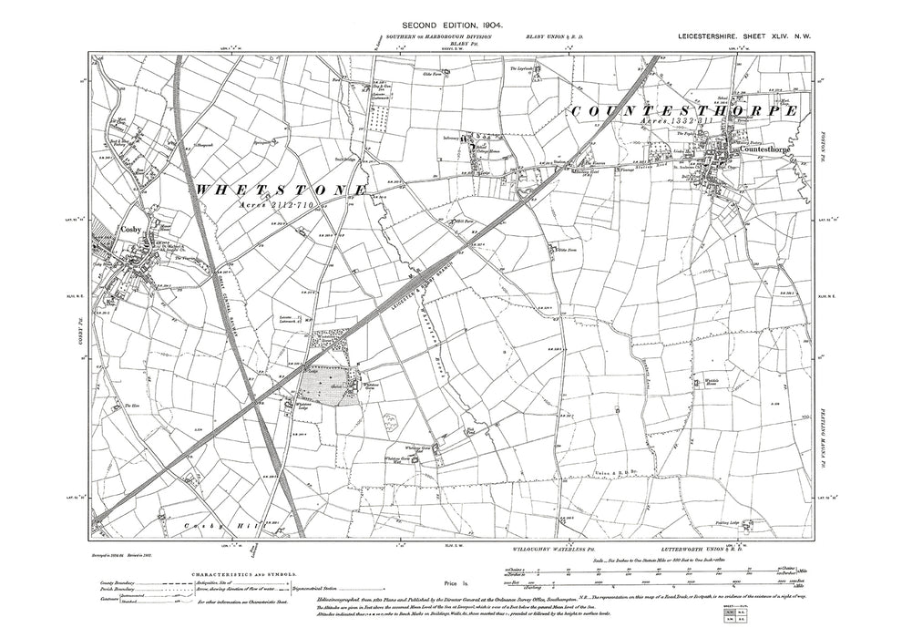Countesthorpe, Cosby - Leicestershire in 1904 : 44NW – Old Map Downloads