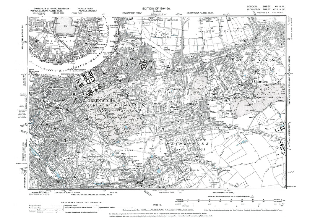 London in 1896 - Old Ordnance Survey maps, 1:10560 scale (6inch to the ...