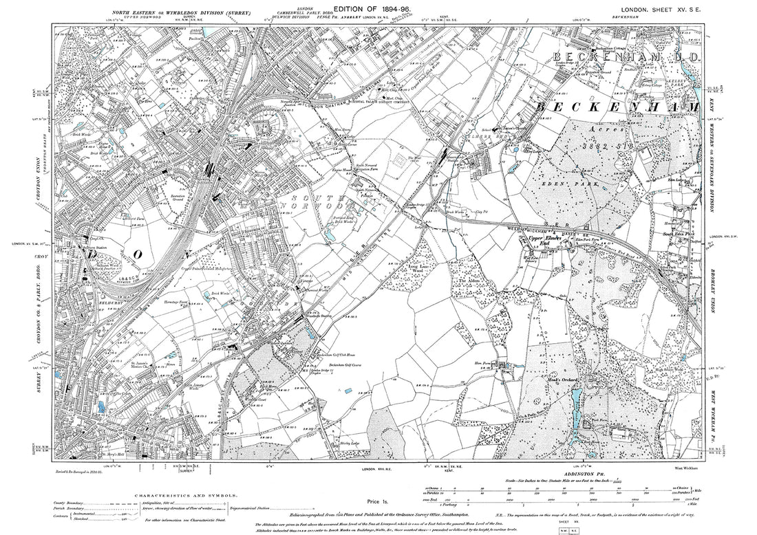 South Norwood, Woodside, Elmers End, Croydon (northeast), old map Lond ...