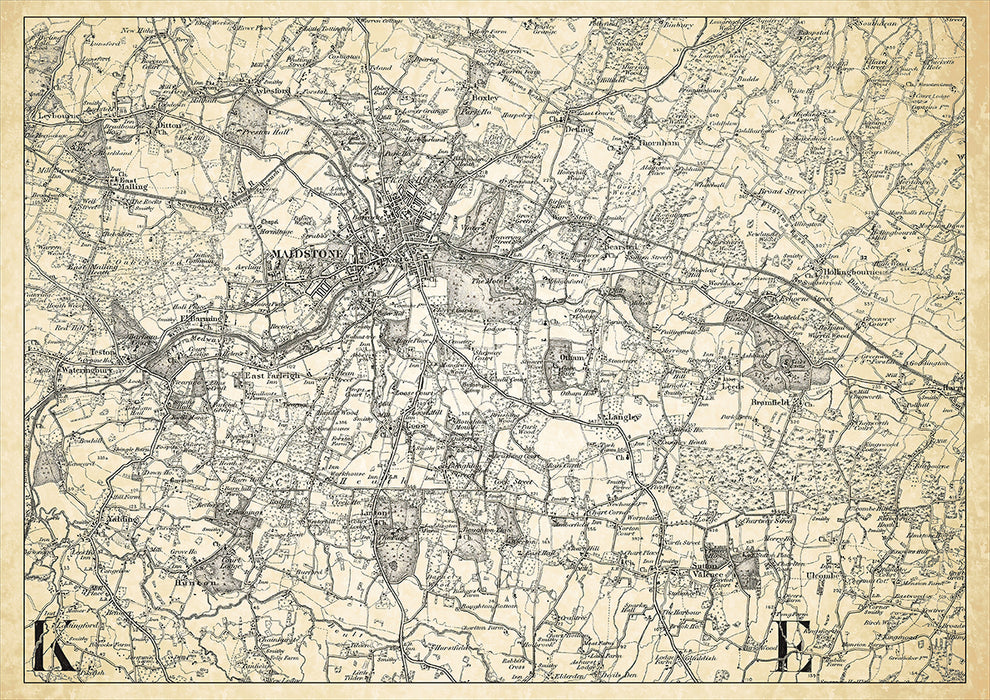 Maidstone in 1898, showing the town and the surrounding area – Old Map ...