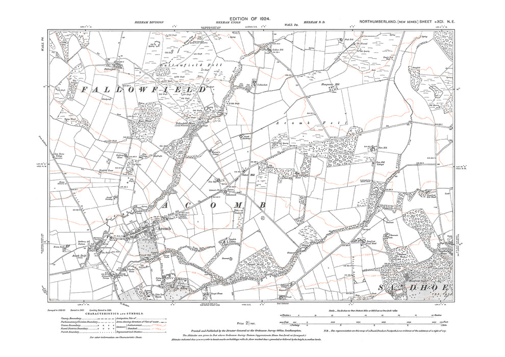 Acomb, Northumberland in 1924: 91NE – Old Map Downloads