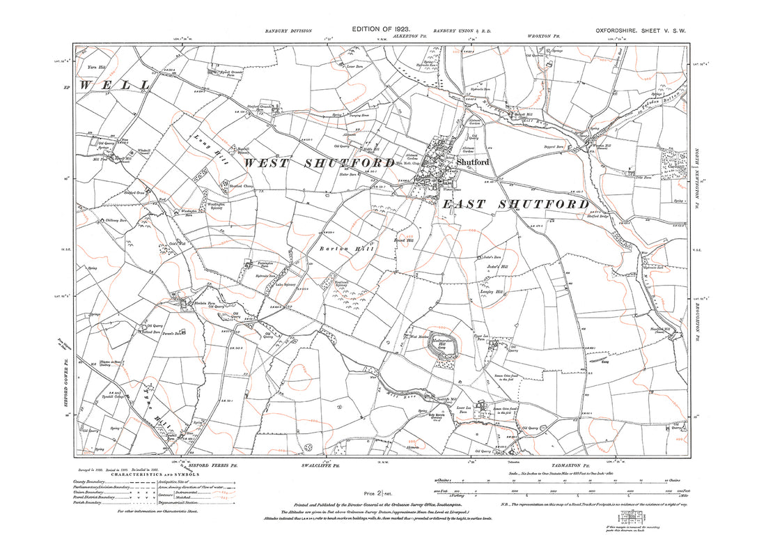 Shutford, Oxfordshire in 1923: 5SW – Old Map Downloads