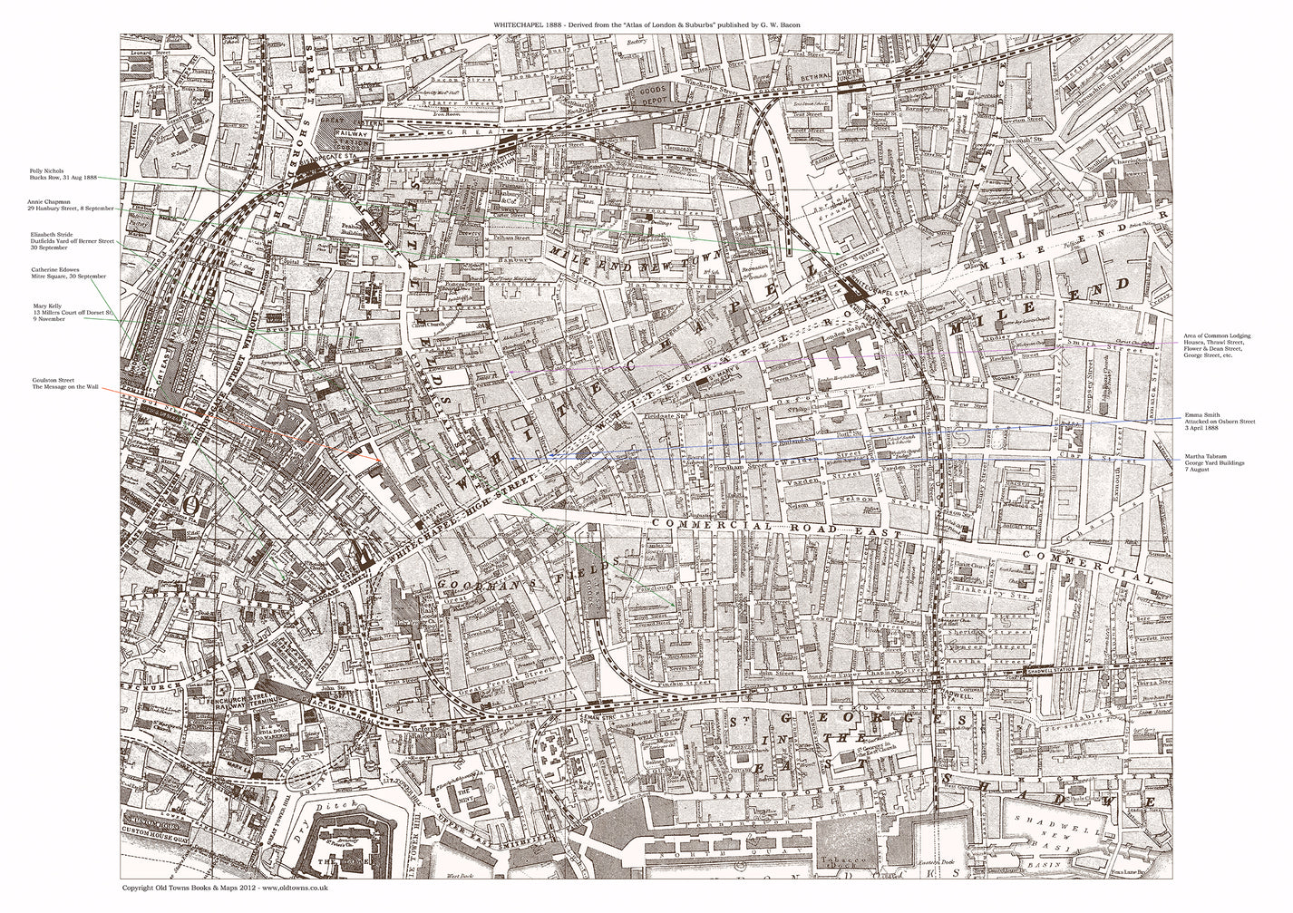 The Jack the Ripper locations map, from original maps dated 1888 – Old ...
