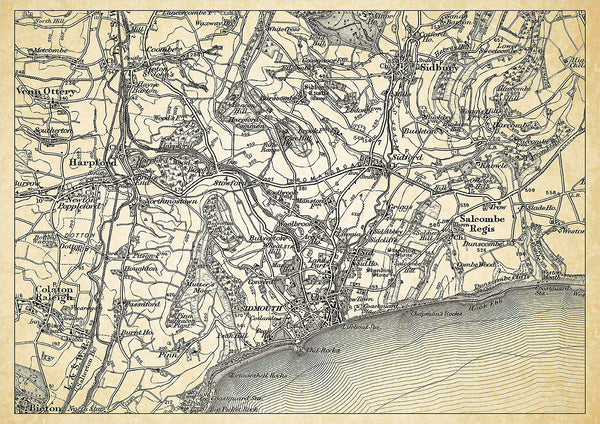 Sidmouth in 1898, showing the town and the surrounding area – Old Map ...