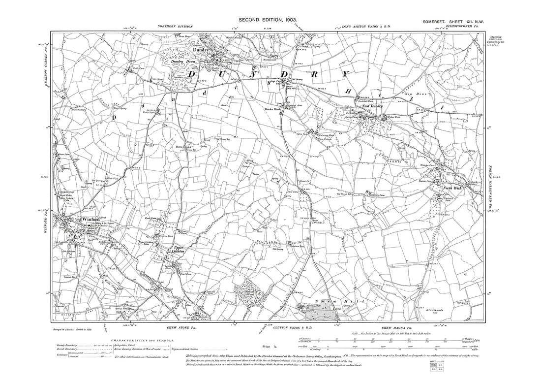 Dundry, Winford, North Wick, old map Somerset 1903: 12NW – Old Map ...