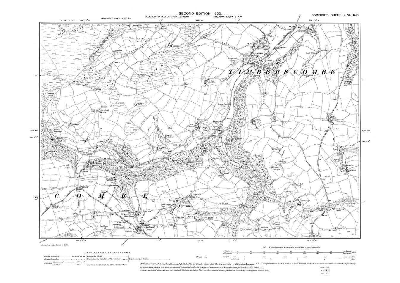 Cutcombe, old map Somerset 1903: 46NE – Old Map Downloads