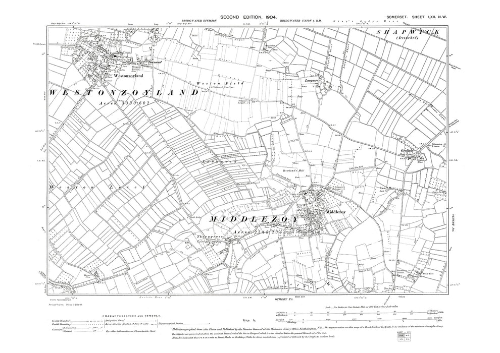 Middlezoy, Westonzoyland, old map Somerset 1904: 62NW – Old Map Downloads