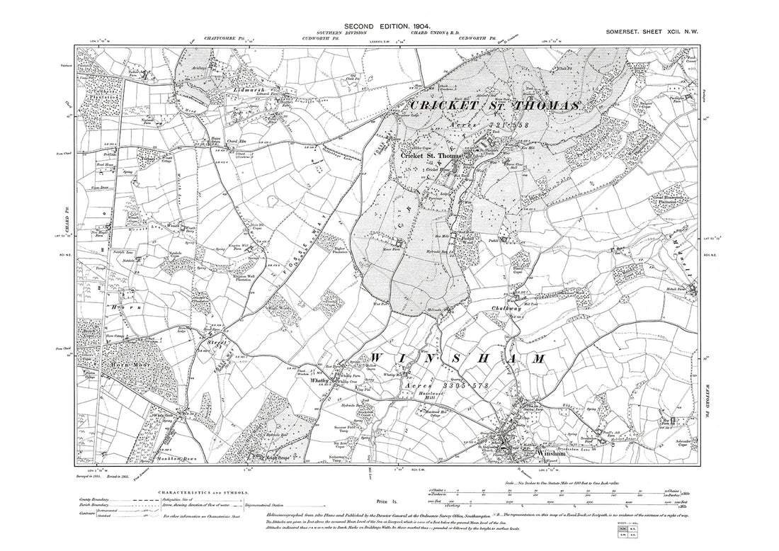 Cricket St Thomas, Winsham (north), Lidmarsh, old map Somerset 1904: 9 ...