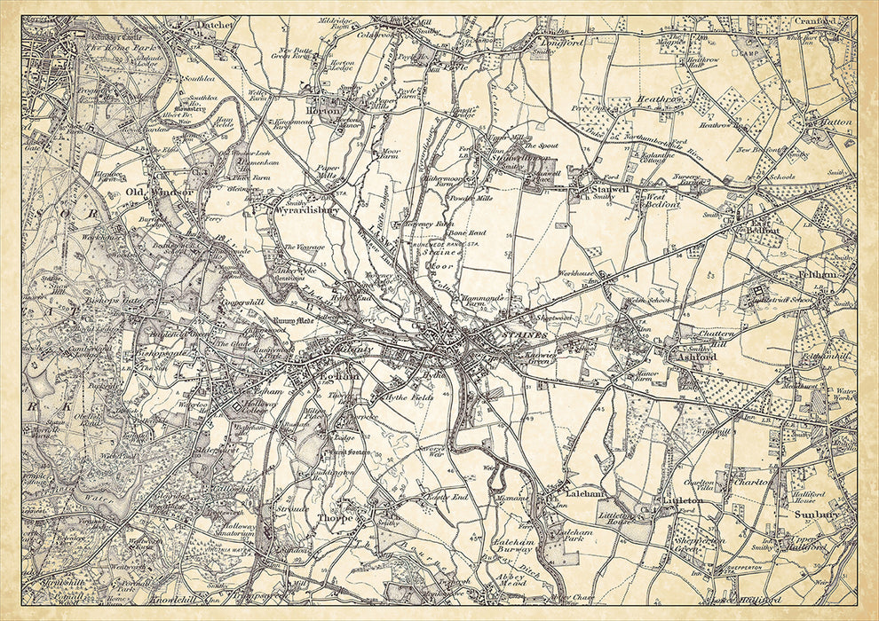 Staines in 1898, showing the town and the surrounding area – Old Map ...