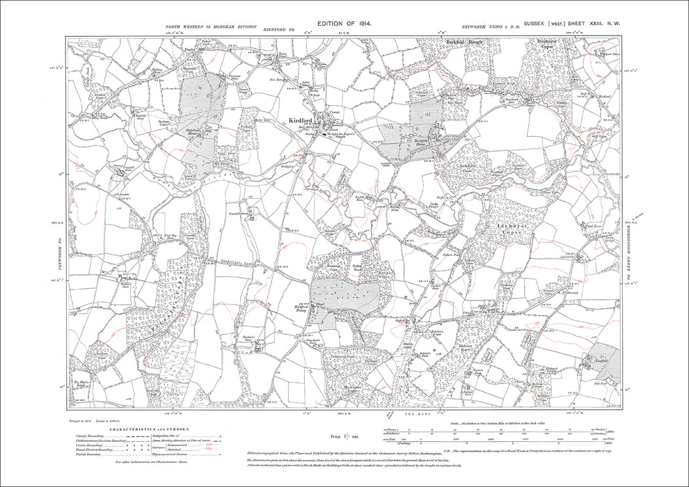 Kirdford, old map Sussex 1914: 23NW – Old Map Downloads