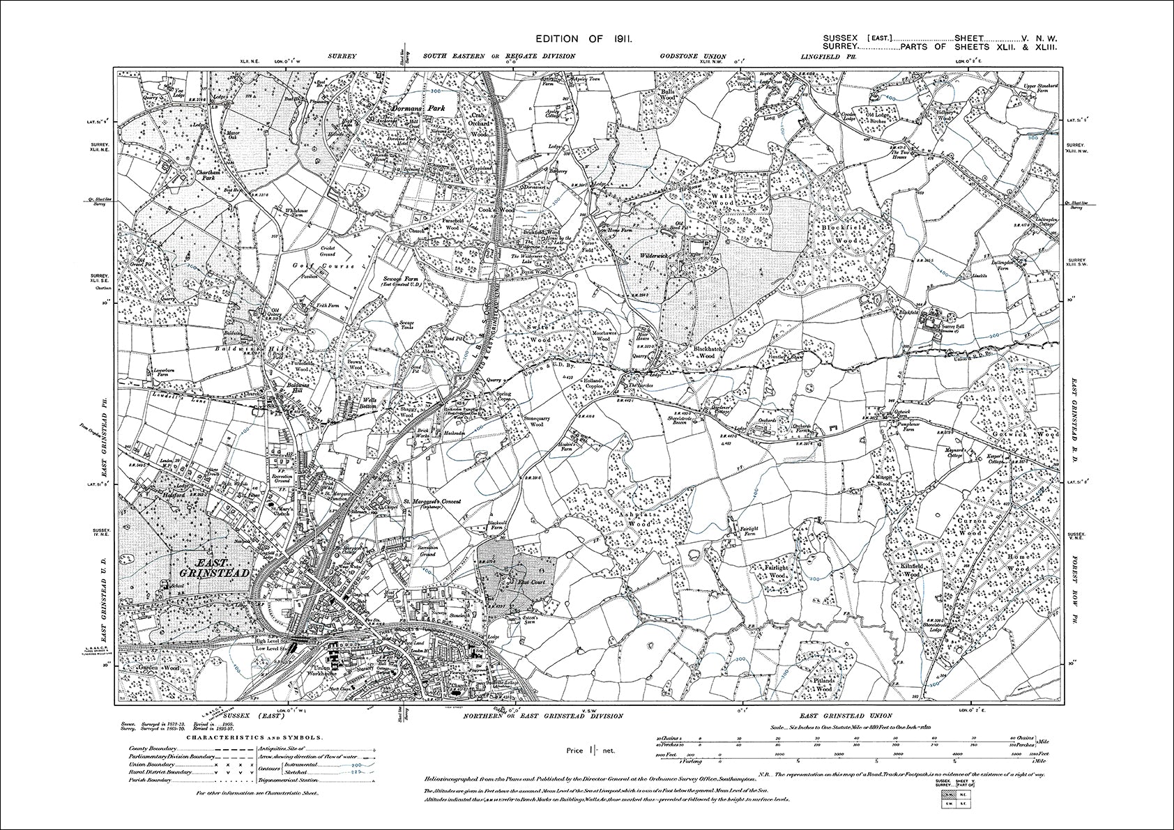 East Grinstead north, old map Sussex 1911: 5NW – Old Map Downloads