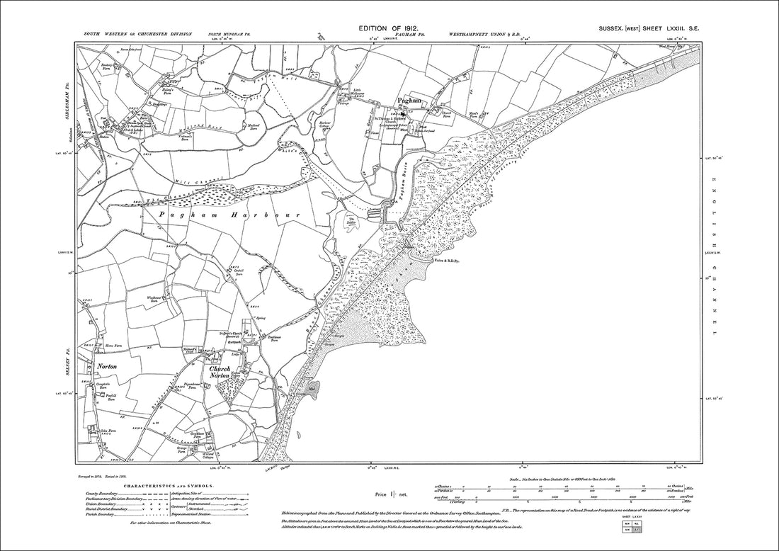 Pagham, Church Norton, old map Sussex 1912: 73SE – Old Map Downloads