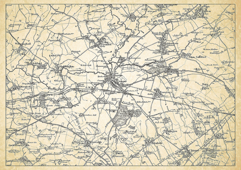 Thame in 1898, showing the town and the surrounding area – Old Map ...
