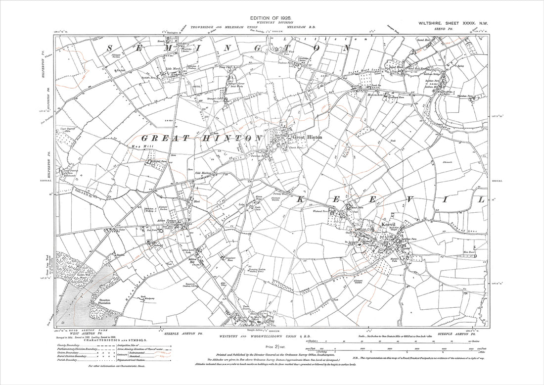 Keevil, Steeple Ashton (north), Ashton Common, old map Wiltshire 1928 ...