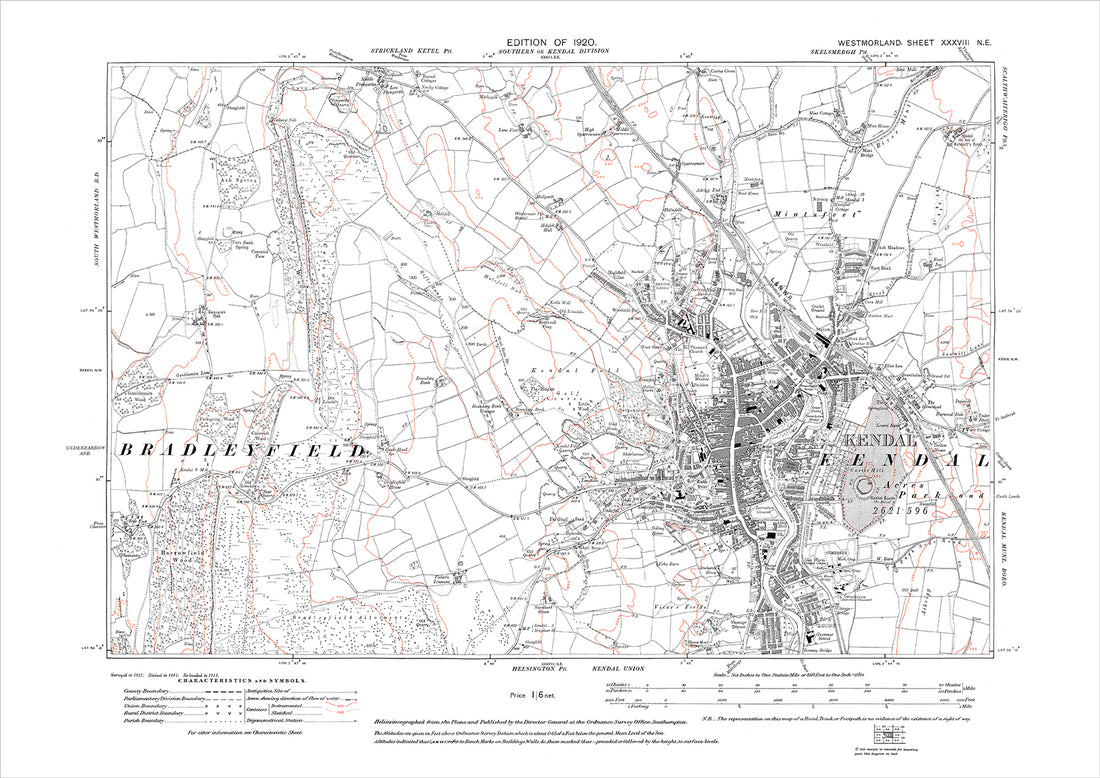 Kendal, old map Westmoreland 1920: 38NE – Old Map Downloads