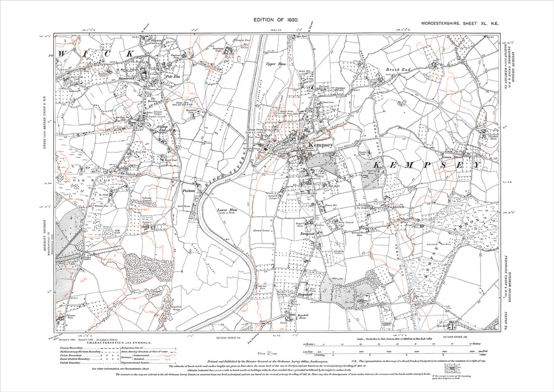 Kempsey, Stanbrook, old map Worcestershire 1930: 40NE – Old Map Downloads