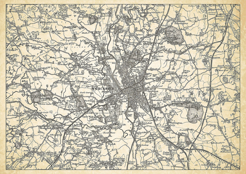 Worcester in 1898, showing the town and the surrounding area – Old Map ...