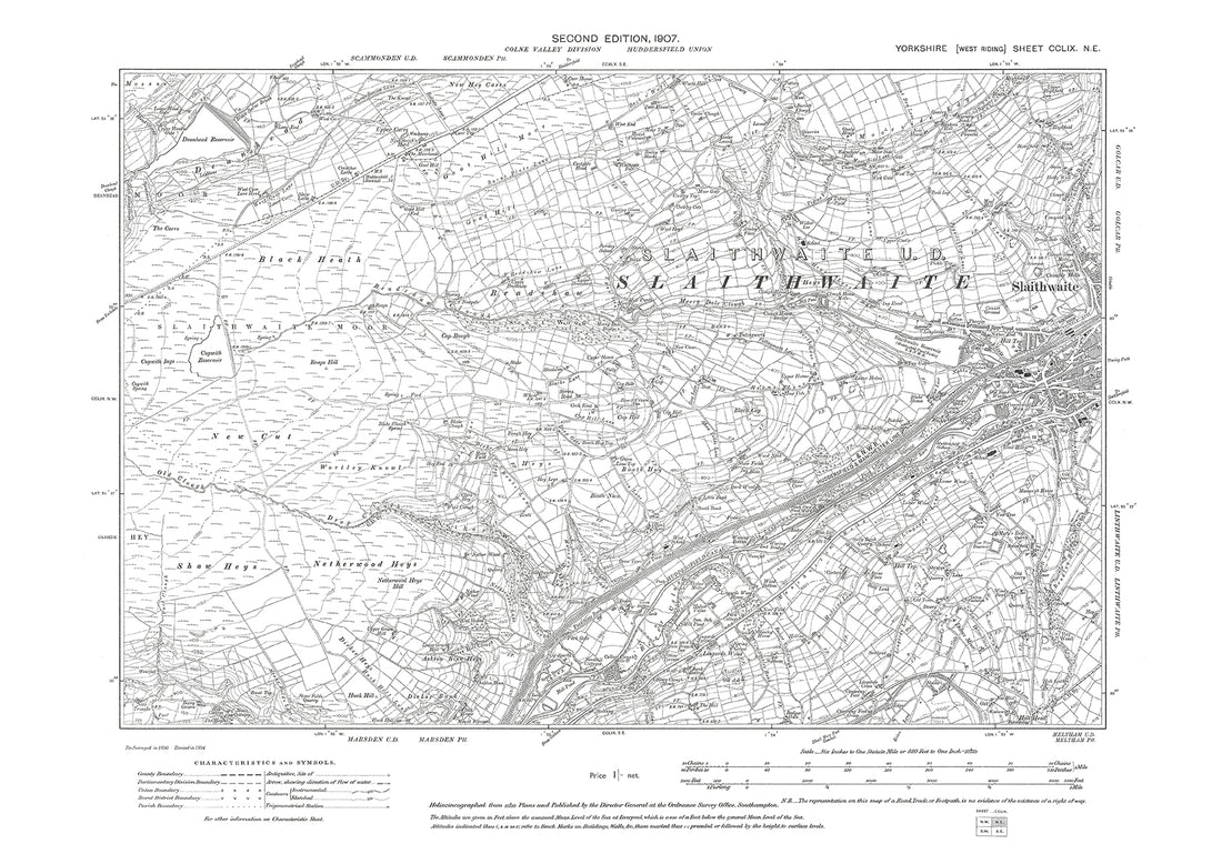 Slaithwaite (west), old map Yorkshire 1907: 259NE – Old Map Downloads