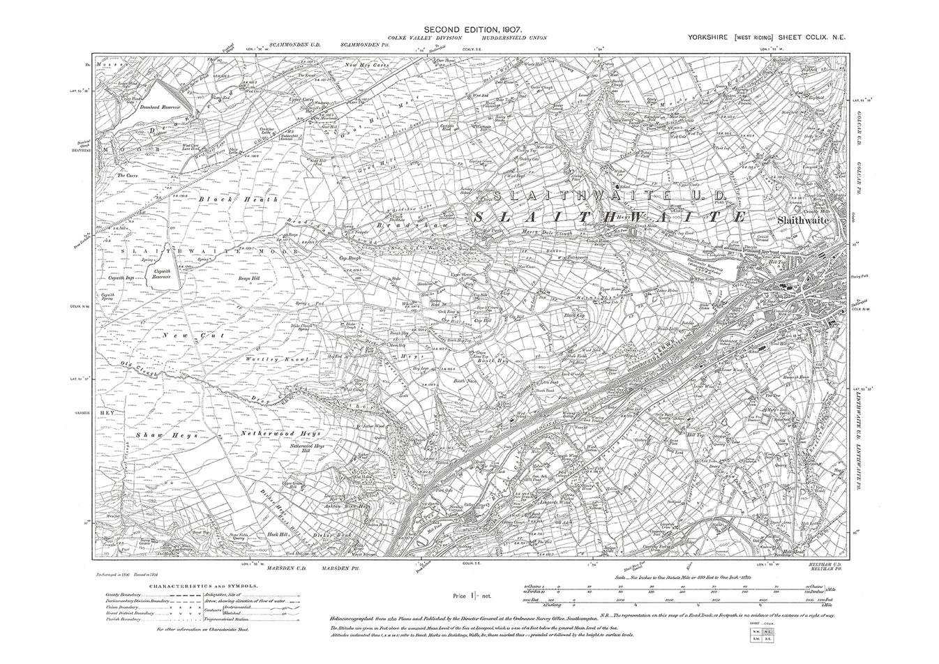 Slaithwaite (west), old map Yorkshire 1907: 259NE – Old Map Downloads