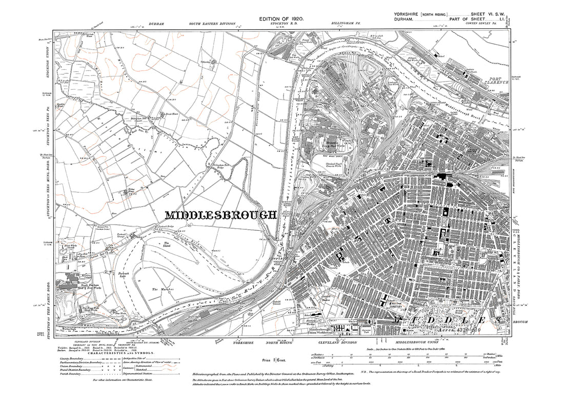 Middlesborough (northwest), old map Yorkshire 1920: 6SW – Old Map Downloads