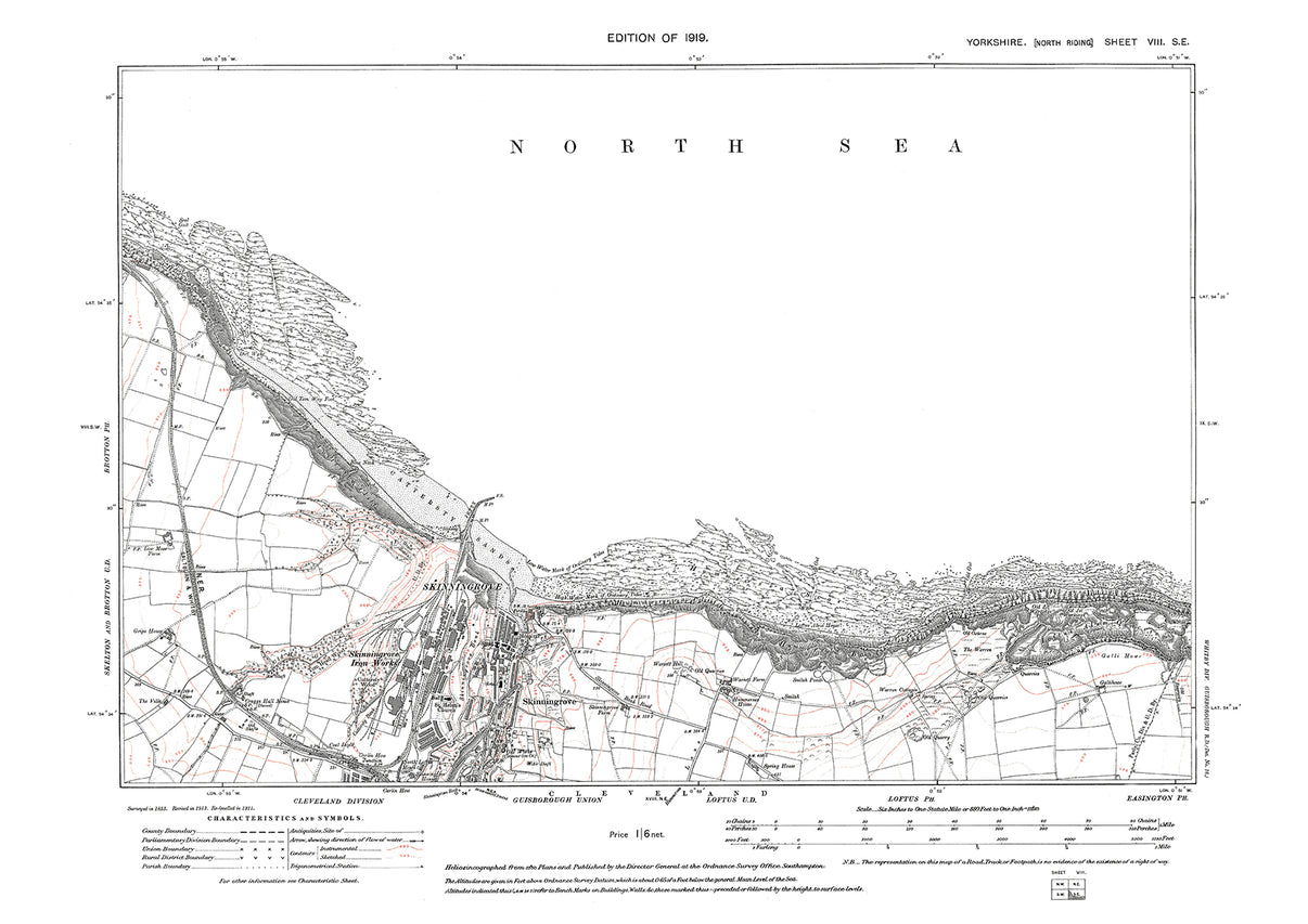 Skinningrove (north), old map Yorkshire 1919: 8SE – Old Map Downloads