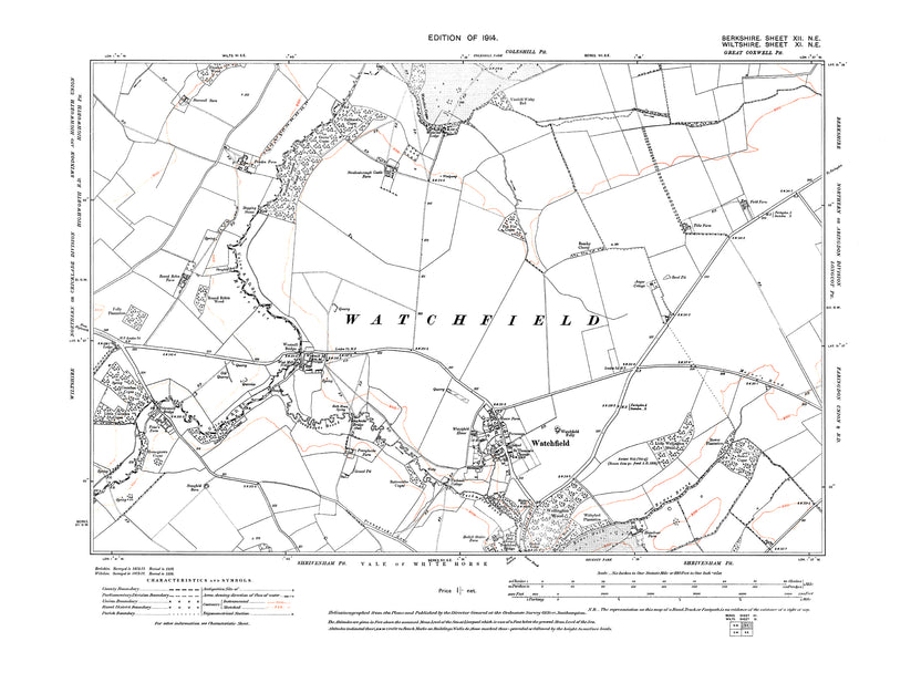 A 1914 map showing Watchfield in Berkshire - OS 1:10560 scale map, Ber ...