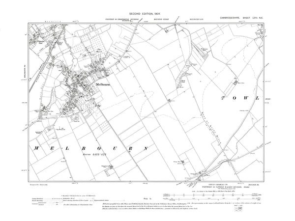 Old OS map dated 1904, showing Melbourn in Cambridgeshire 58NE – Old ...